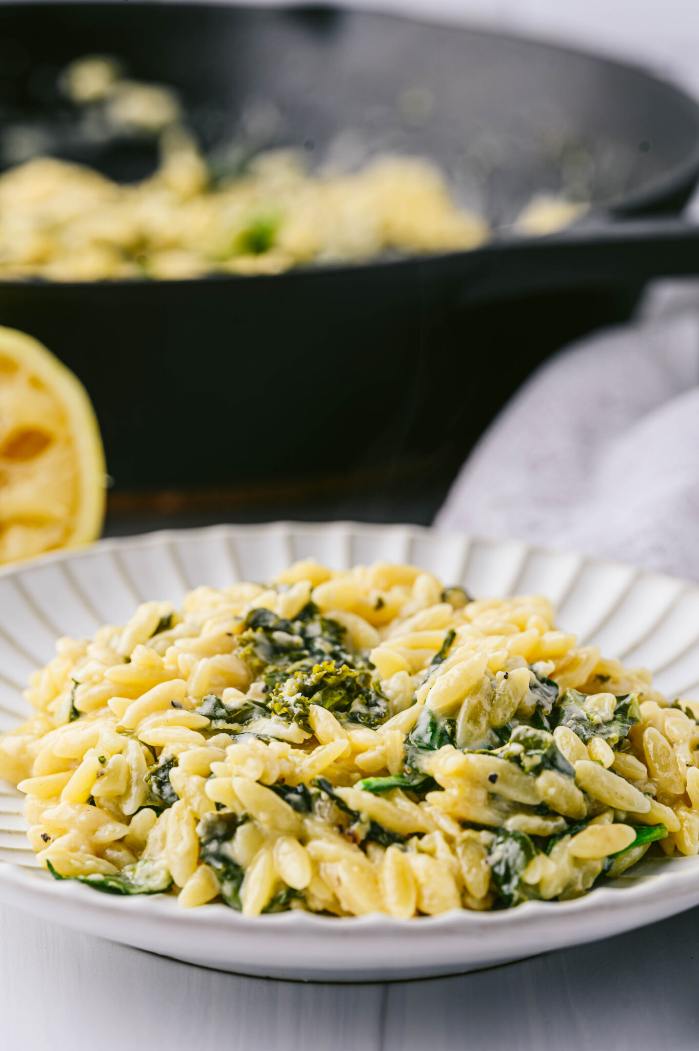Creamy Lemon Spinach Orzo - Chef Julie Harrington, RD