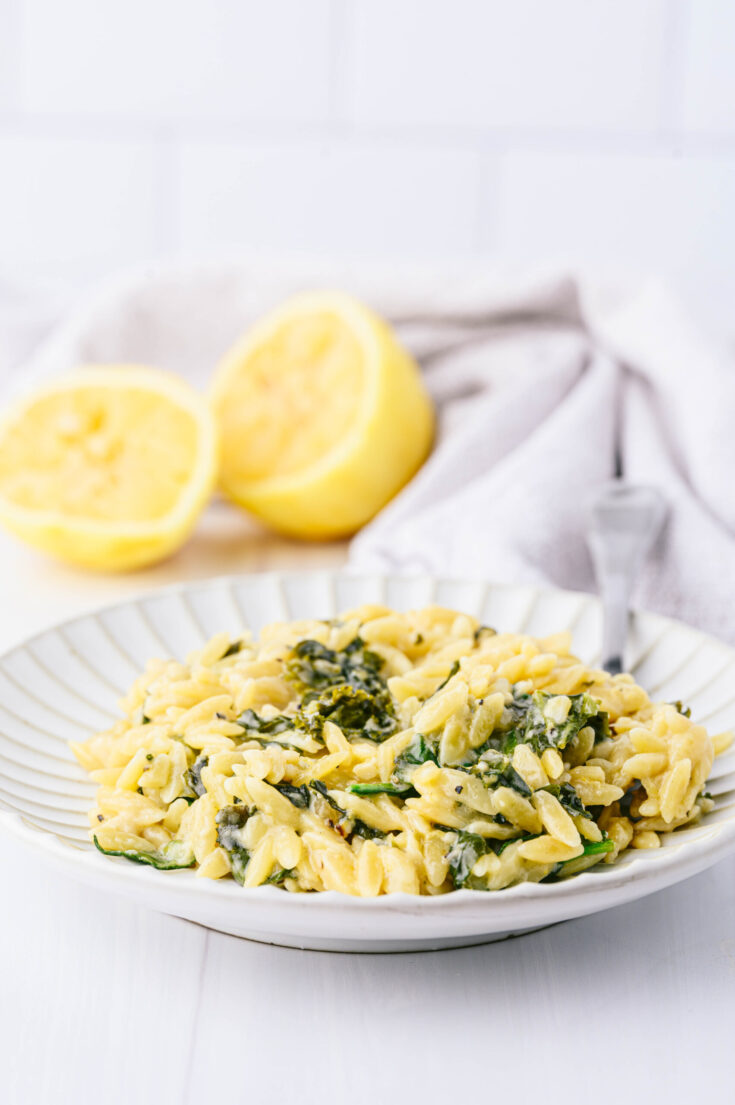 Creamy Lemon Spinach Orzo - Chef Julie Harrington, RD